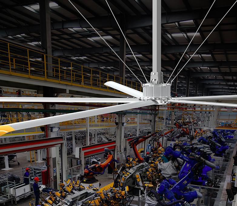20ft / 6.2m PMSM Motor Industrial HVLS Ceiling Fan For Injection ...